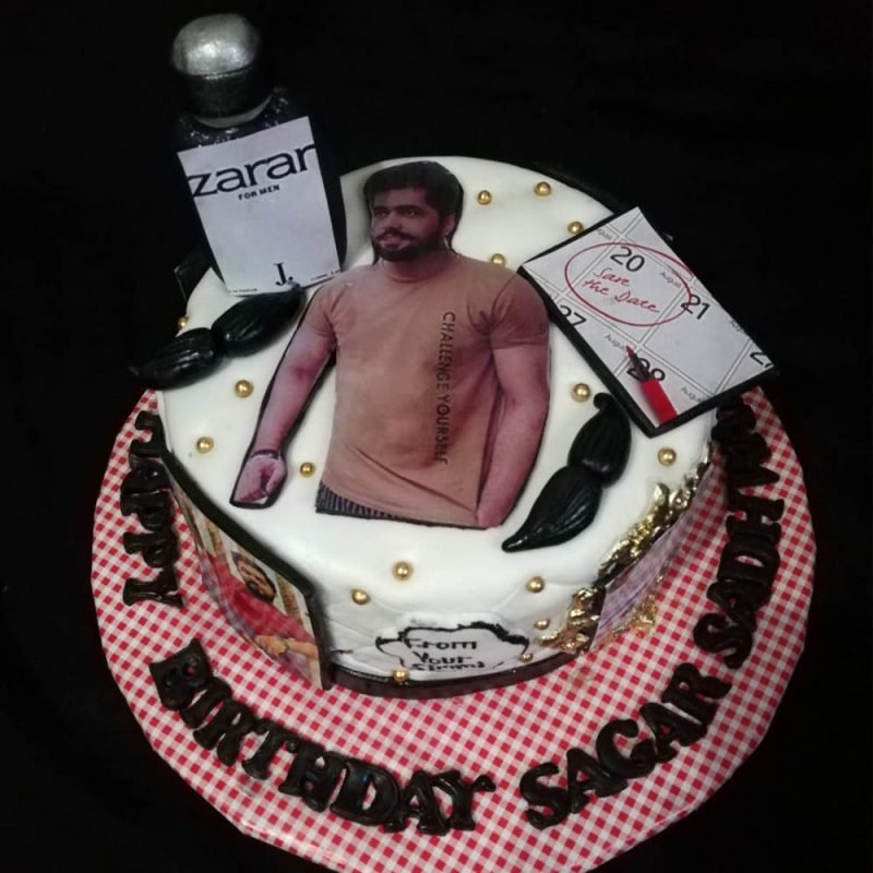 customized full fondant cake for girls with non edible pic